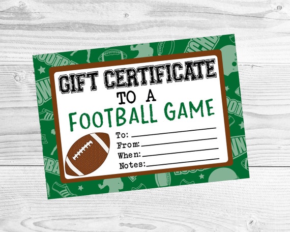 Printable Gift Certificate for a Football Game. Instant | Etsy
