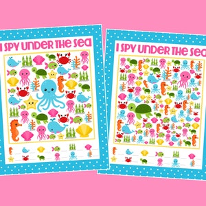 Under the Sea I Spy Printable Games. 5 Different Sheets Easier to ...