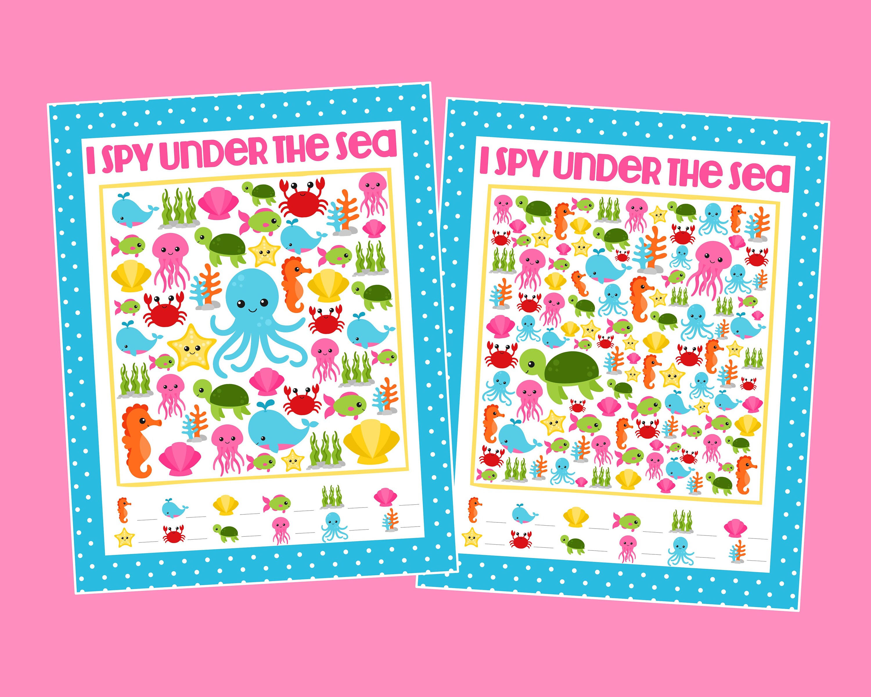 Under the Sea I Spy Printable Games. 5 Different Sheets Easier | Etsy