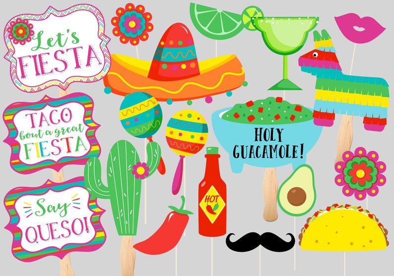 Printable Fiesta Party Photo Props. Instant Digital Download. | Etsy
