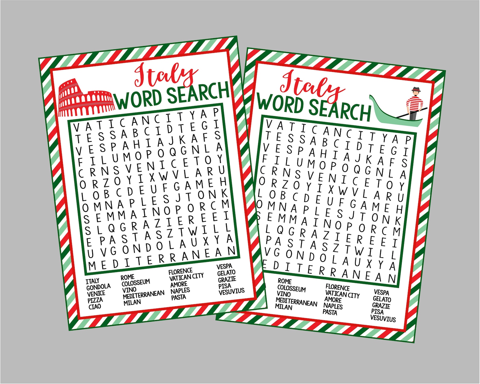 Printable Italy Word Search. Word Search for Italy Party - Etsy