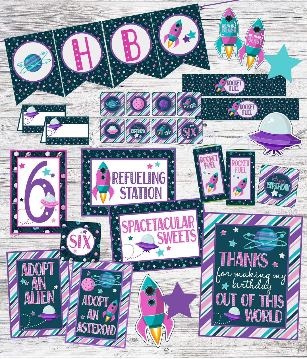 Printable Space Party Decoration Package. Instant Digital Downloads ...