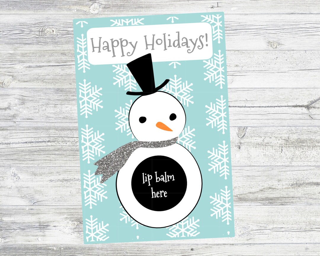 Snowman Lip Balm Holiday Card. Instant Digital Download. - Etsy