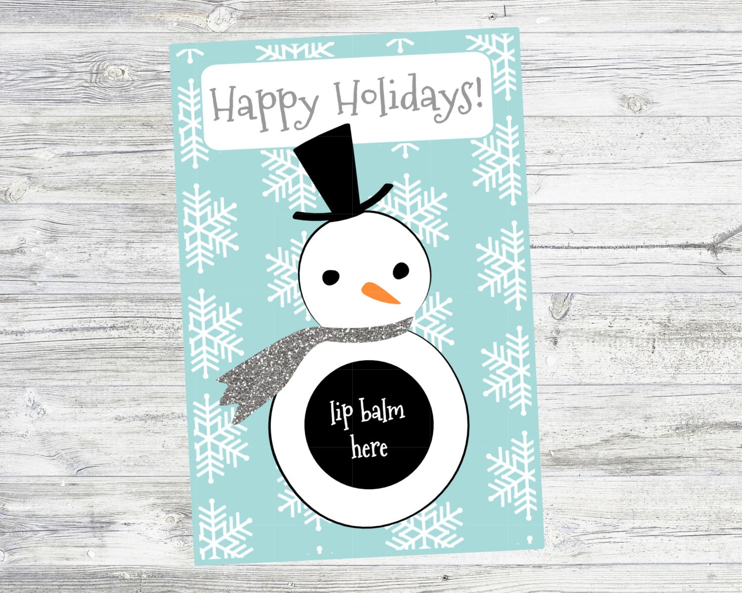 Snowman Lip Balm Holiday Card. Instant Digital Download. - Etsy
