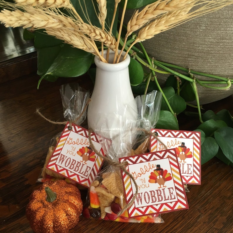 Gobble 'til You Wobble Thanksgiving Tags and Bag Toppers. - Etsy
