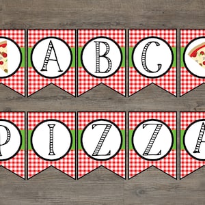 Printable Pizza Party Birthday Banner. Incl. Full Alphabet, Happy ...