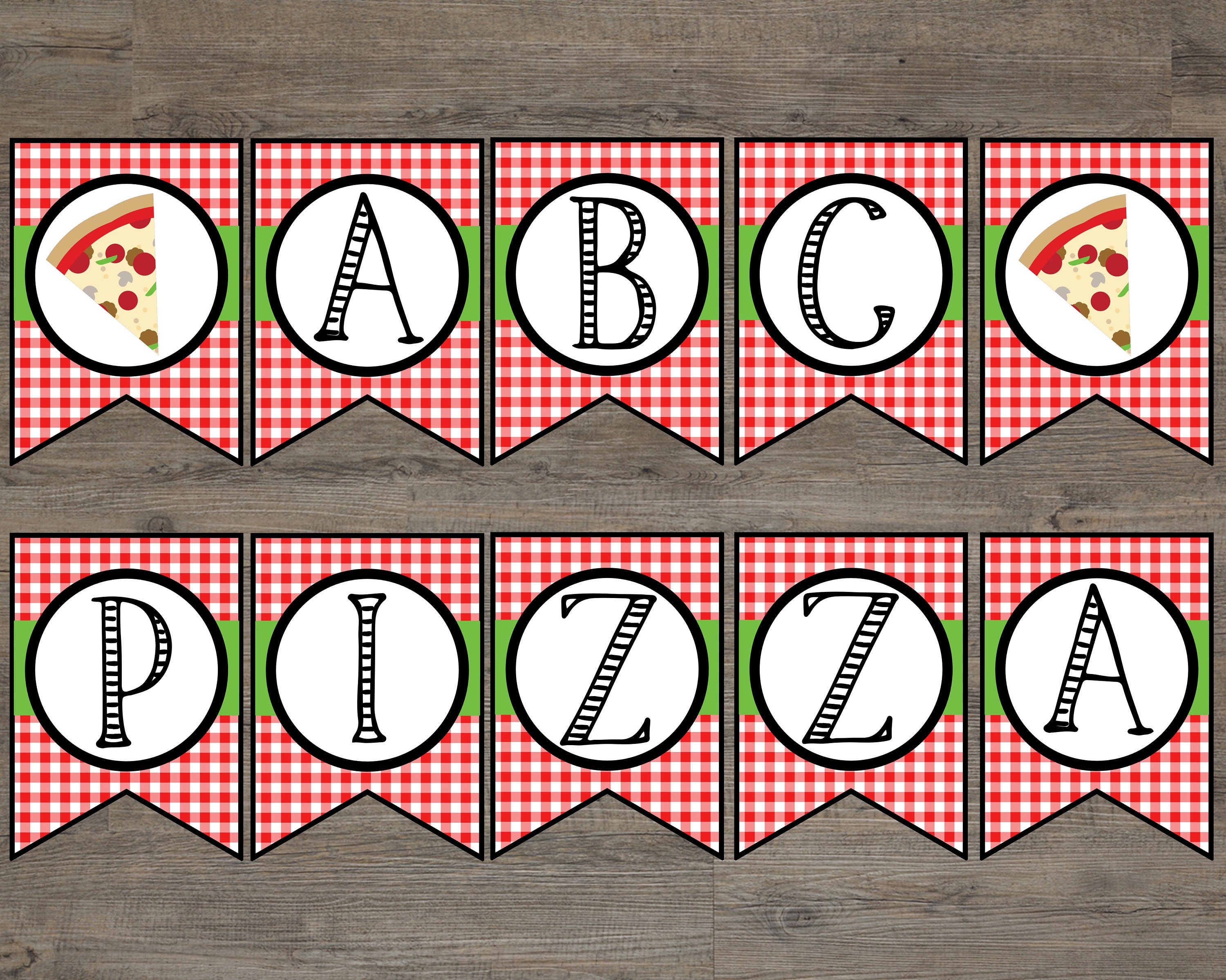Printable Pizza Party Birthday Banner. Incl. Full Alphabet, Happy ...