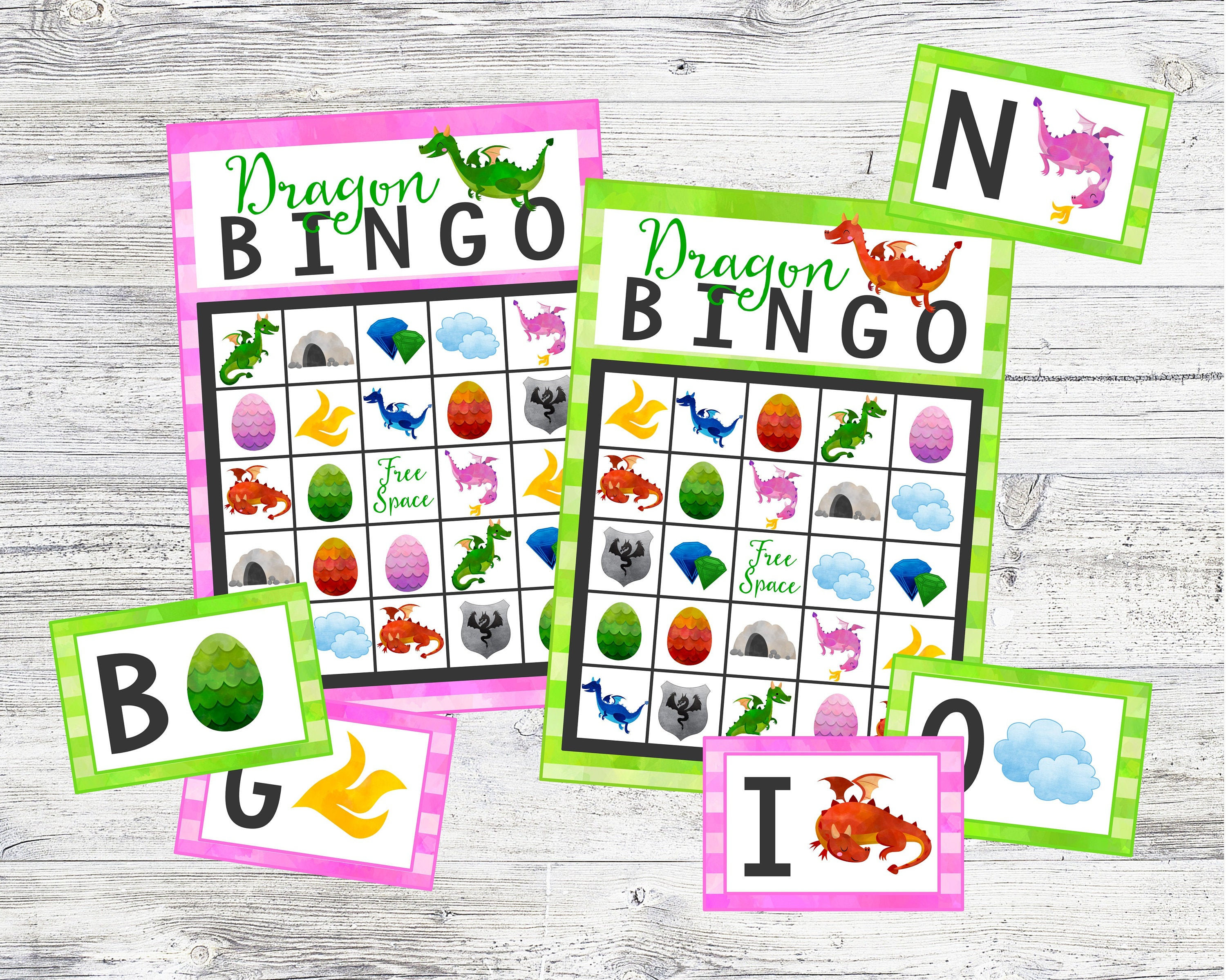 Printable Dragon Bingo Game Set! 12 Card Bingo Set. Instant Digital ...