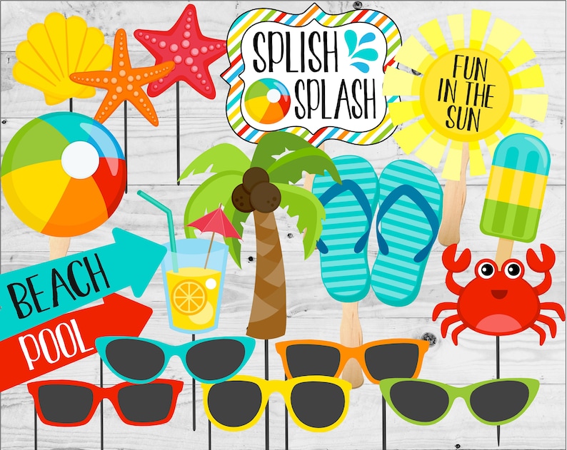 Beach Party Photo Props. Printable Photo Props for Beach - Etsy