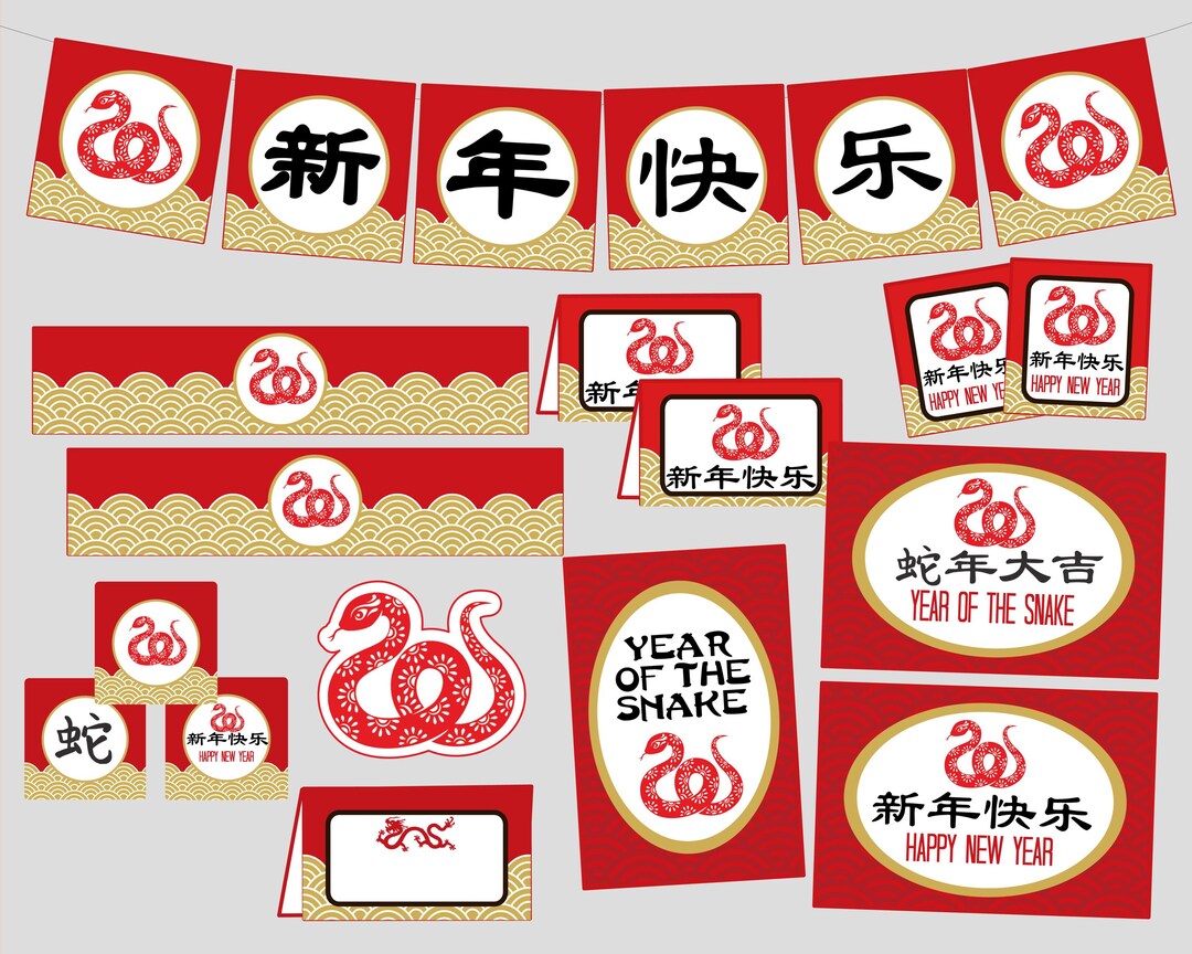 Chinese New Year Party Decoration Mini Pack. Year of the Snake Lunar ...