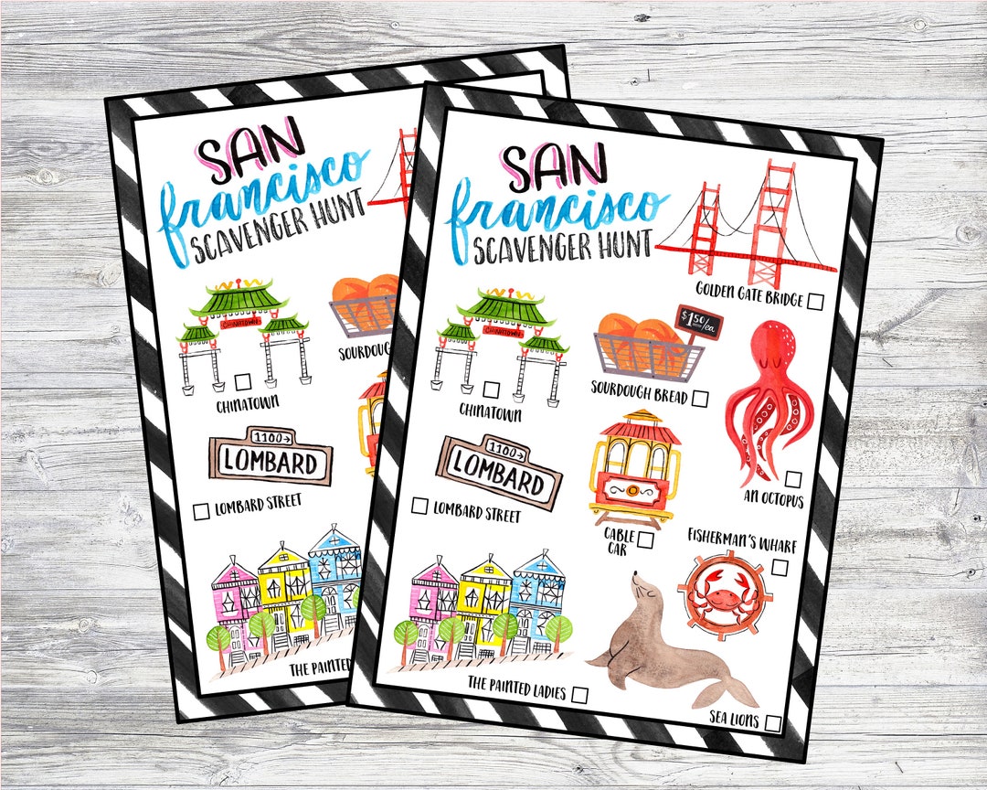 Printable San Francisco Scavenger Hunt. Travel & Sightseeing Activity ...