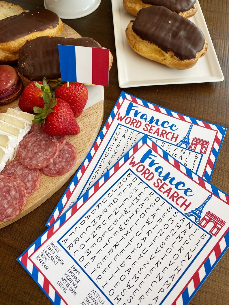 Printable France Word Search. Word Search for French Party, Bastille ...