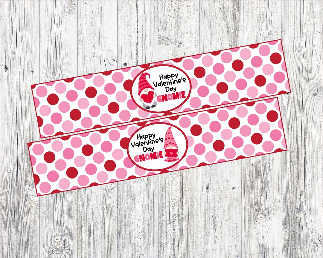 Printable Gnome Valentine's Day Water Bottle Labels. Instant Digital ...