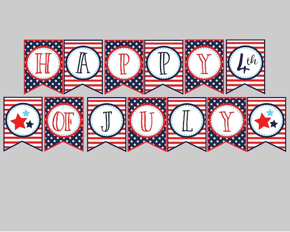 Printable 4th of July Banner. Happy 4th of July Happy - Etsy