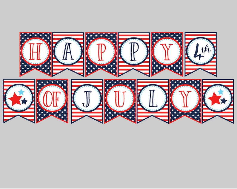 Printable 4th of July Banner. Happy 4th of July, Happy Birthday ...