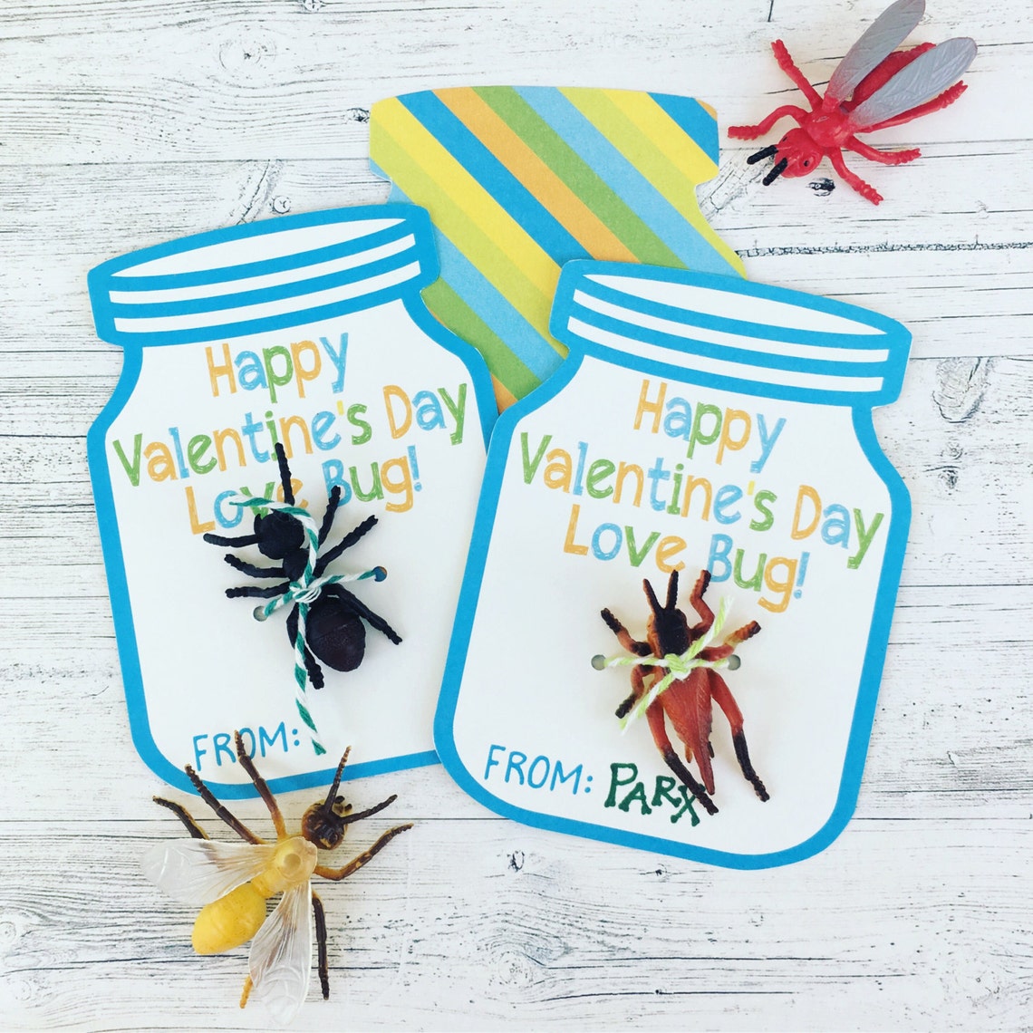 Love Bug Valentine's Day Cards. Love Bug Jar Valentine | Etsy