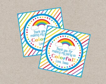 Rainbow Favor Tags: 2 Inch Round SET of 12 Rainbow Party - Etsy