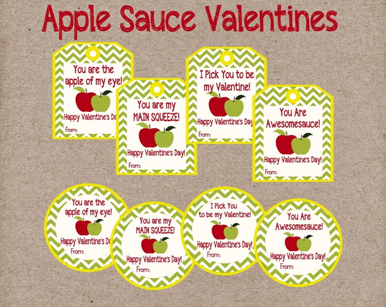 Applesauce Valentine's Day Cards and Stickers. Hang Tags - Etsy