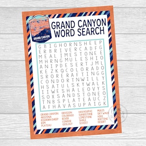 Printable Grand Canyon Word Search. Word Search for Grand Canyon ...