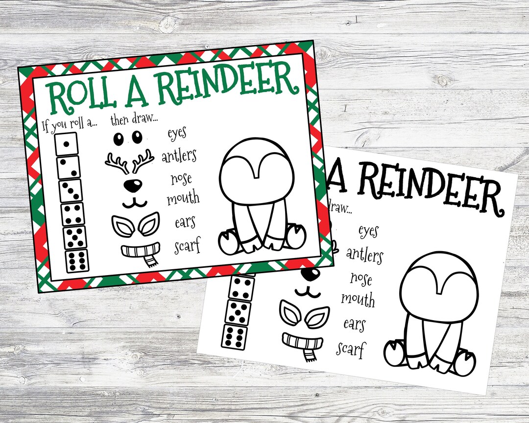 Printable Roll A Reindeer Game. Reindeer Holiday Party or - Etsy