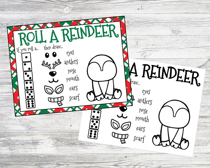Printable Roll A Reindeer Game. Reindeer Holiday Party or - Etsy
