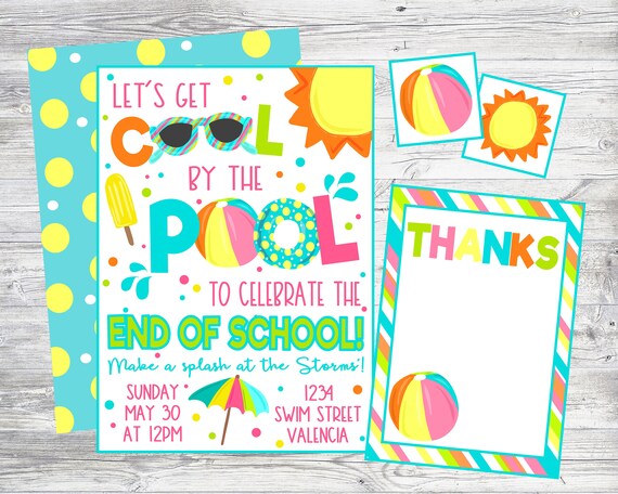 End of School Pool Party Invitation. Let's Get Cool by the - Etsy