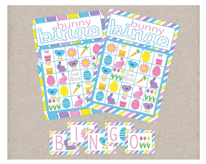 Bunny Bingo Easter Bingo Game. Includes 12 Game Cards | Etsy