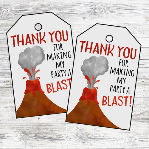Printable Volcano Birthday Party Favor Tag. Thanks for Making - Etsy