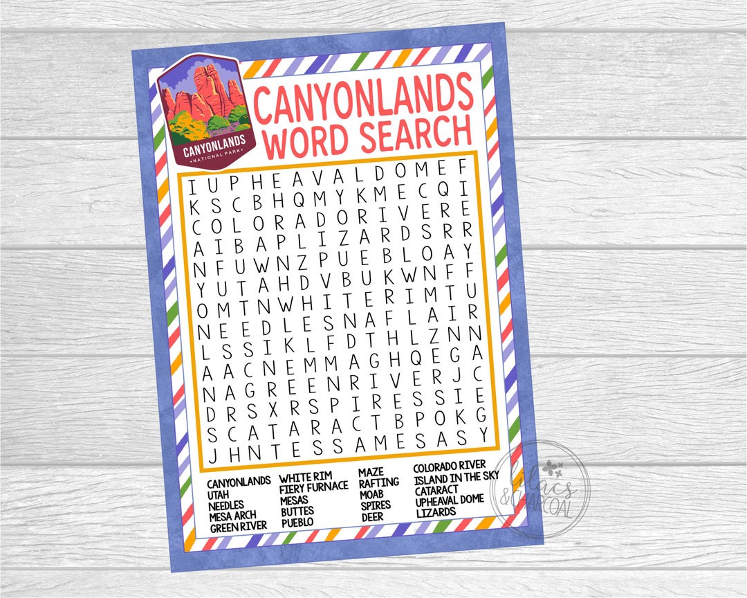 Printable Canyonlands NP Word Search. Word Search for National Parks ...