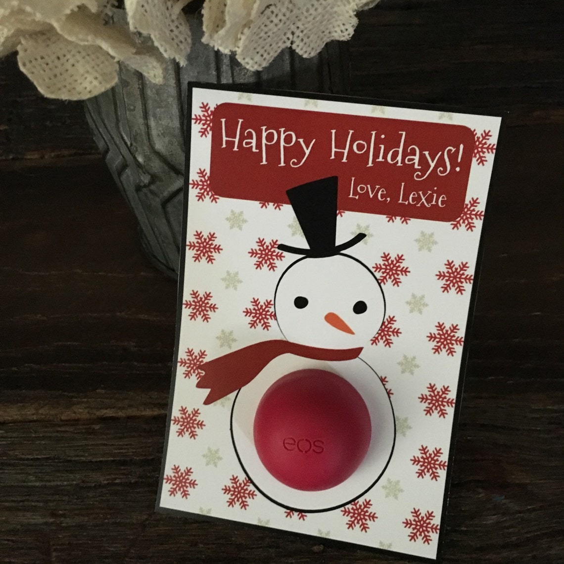 Snowman Happy Holidays Lip Balm Card. Christmas Lip Balm Card. - Etsy