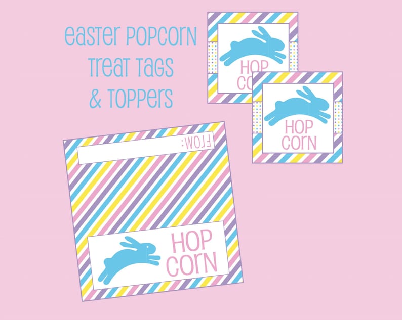 Hop Corn Easter Tags. Perfect for Easter Popcorn Treat. Easter Treat ...