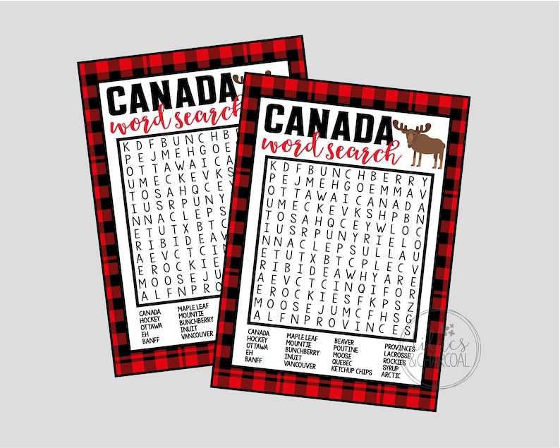 Printable Canada Word Search. Word Search for Canada Day Party, Travel ...