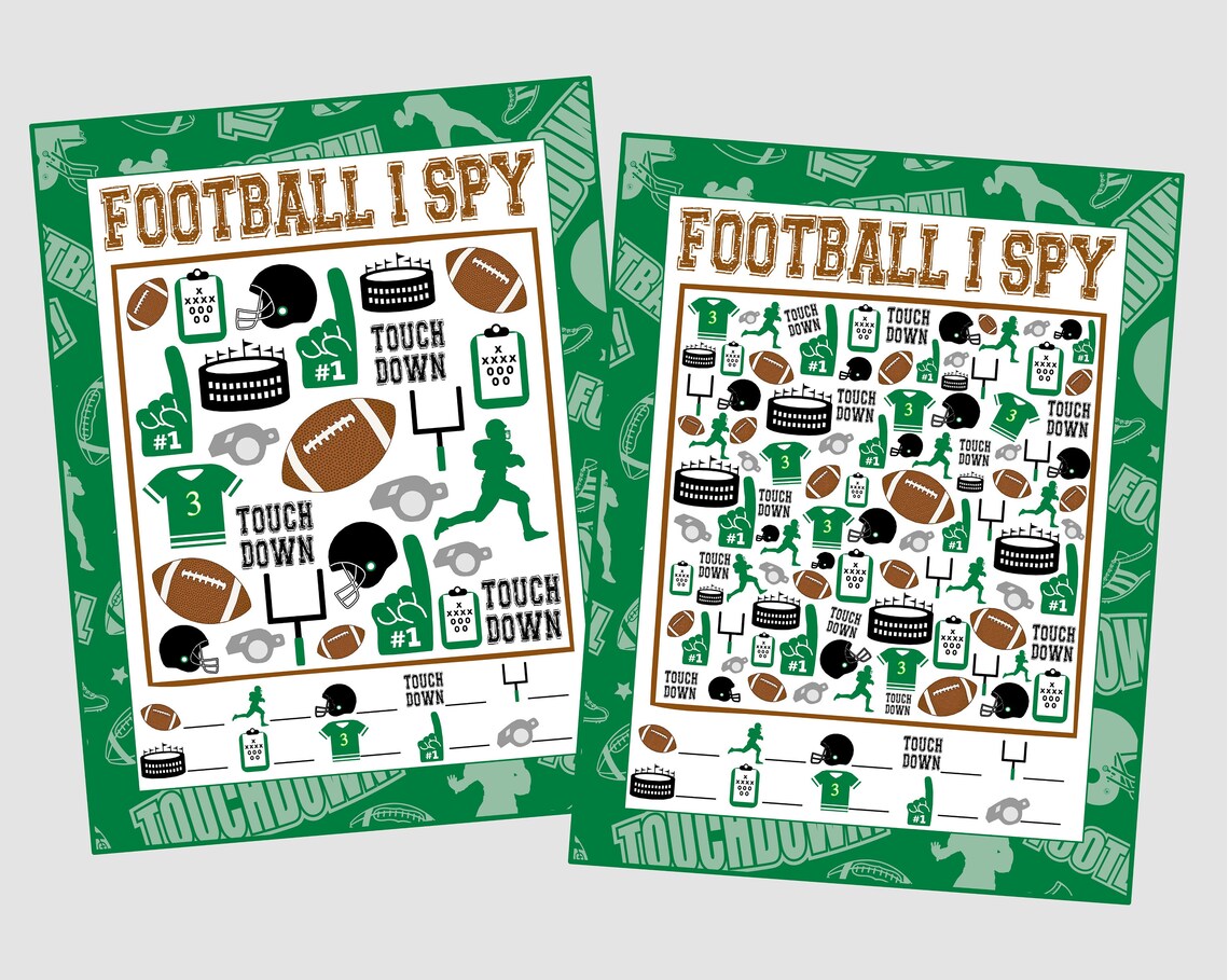 Football I Spy Printable Games. 5 Different Sheets Easier to | Etsy