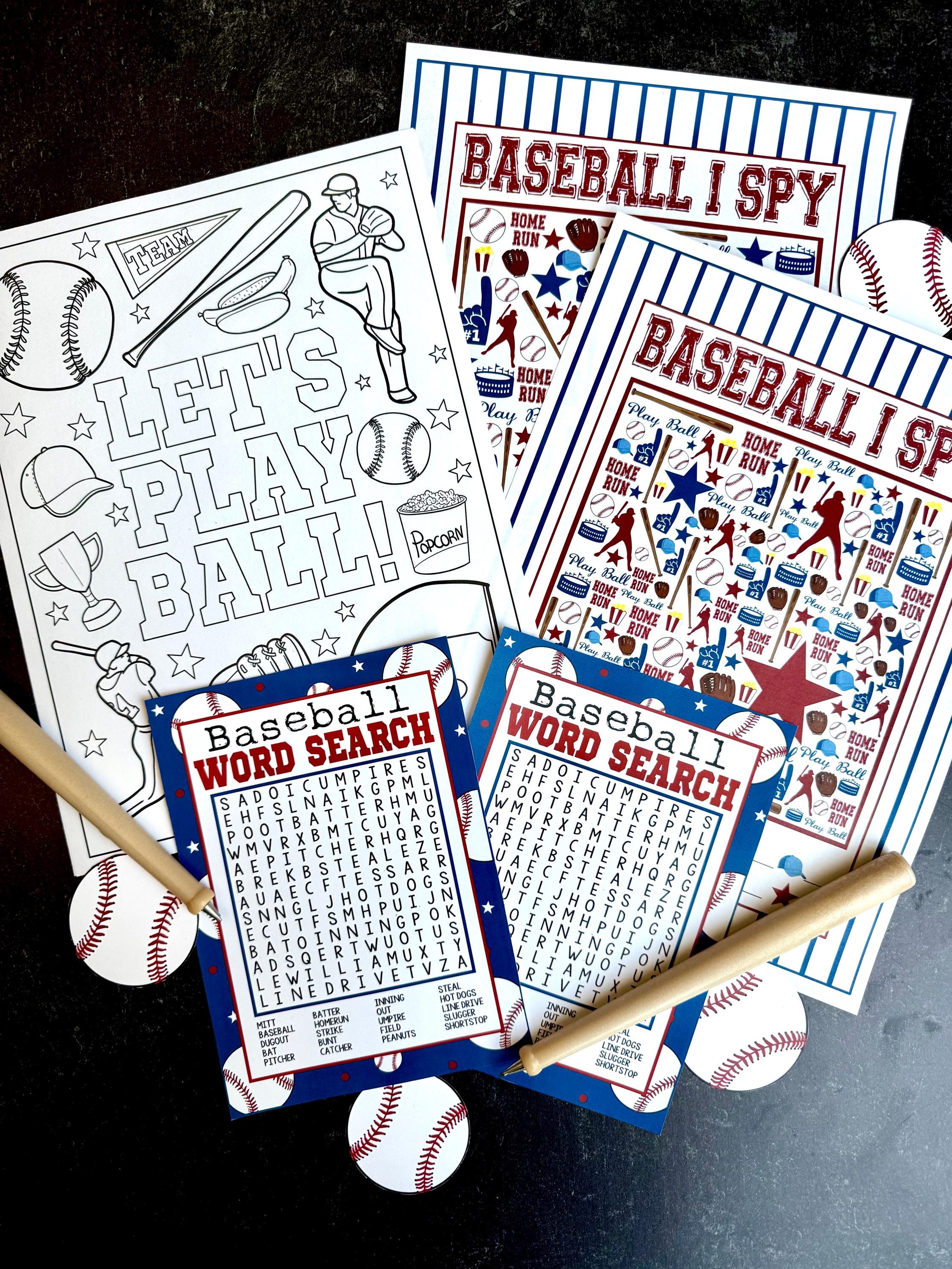 Baseball Word Search Game. Printable Word Search. Instant Digital ...