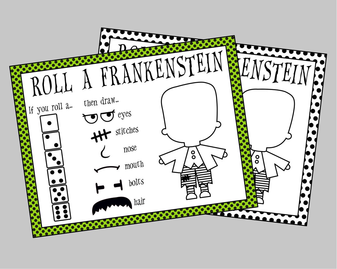 Printable Roll A Frankenstein Game. Frankenstein's Monster Classroom ...