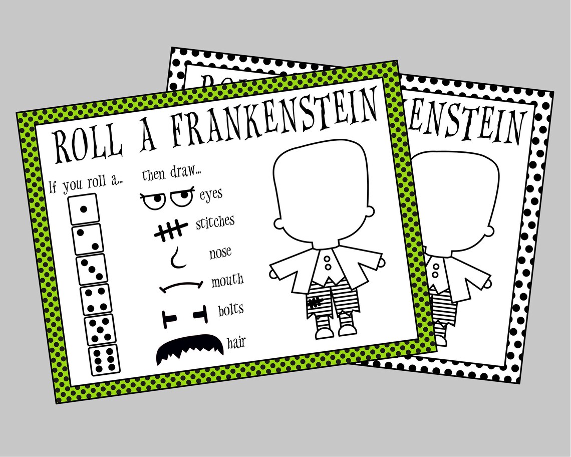 Printable Roll A Frankenstein Game. Frankenstein's Monster - Etsy