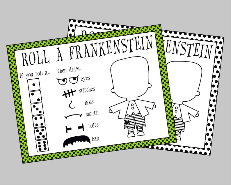 Printable Roll A Frankenstein Game. Frankenstein's Monster Classroom ...