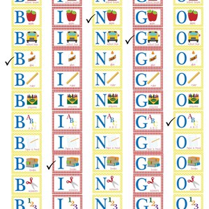 Back to School Bingo Game Set. 12 Game Cards, Plus Calling Cards and ...