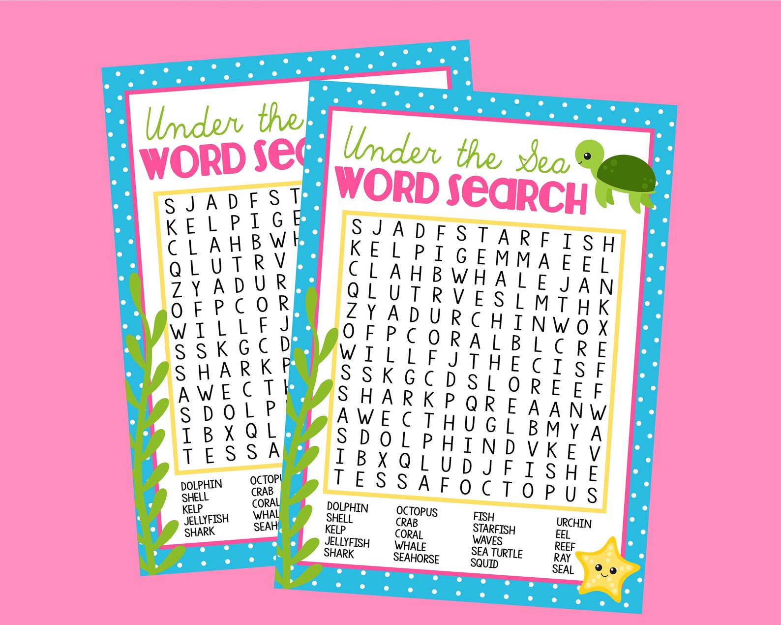 Under the Sea Word Search Game. Printable Word Search. Instant - Etsy