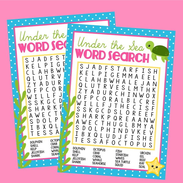 Under the Sea Word Search Printable - Etsy