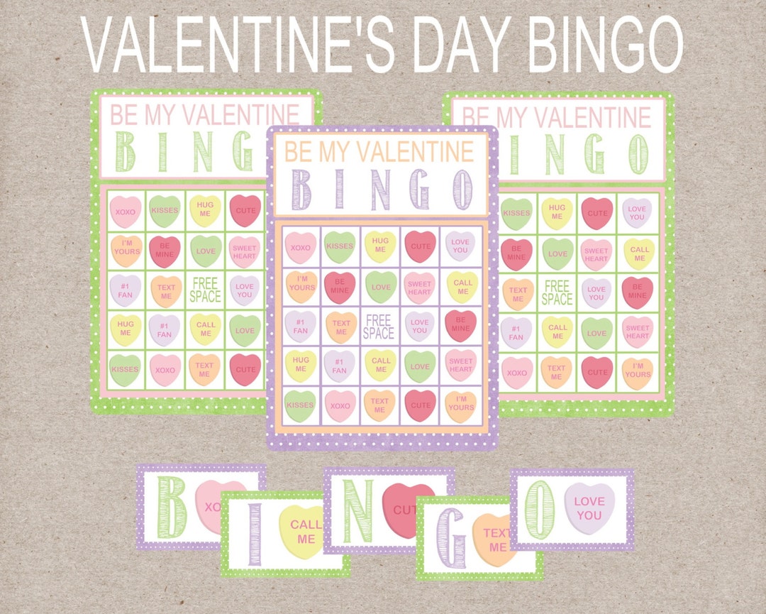 Deluxe Valentine's Day BINGO Game. Conversation Heart Bingo. Includes ...