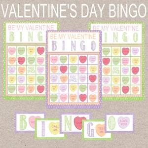 Deluxe Valentine's Day BINGO Game. Conversation Heart Bingo. Includes ...