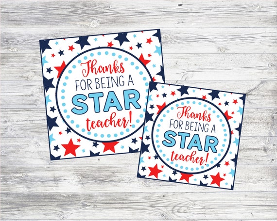 Printable Star Teacher Tags. Thanks for Being A Star Teacher - Etsy