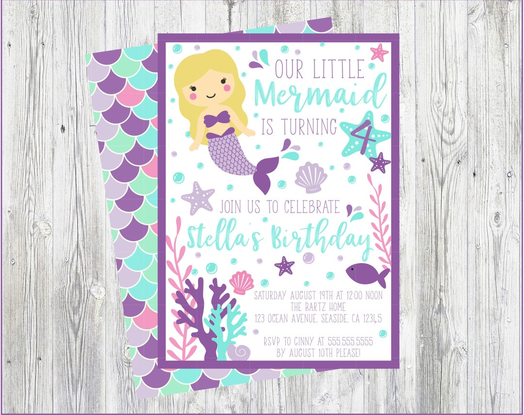 Mermaid Birthday Party Invitation. Printable & Personalized Birthday ...