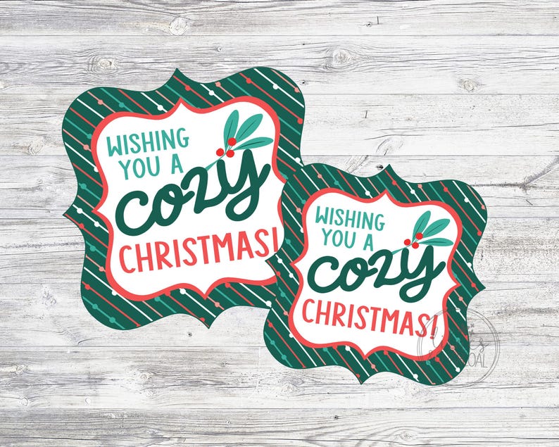 Printable Wishing You A Cozy Christmas Gift Tag. Instant Digital ...
