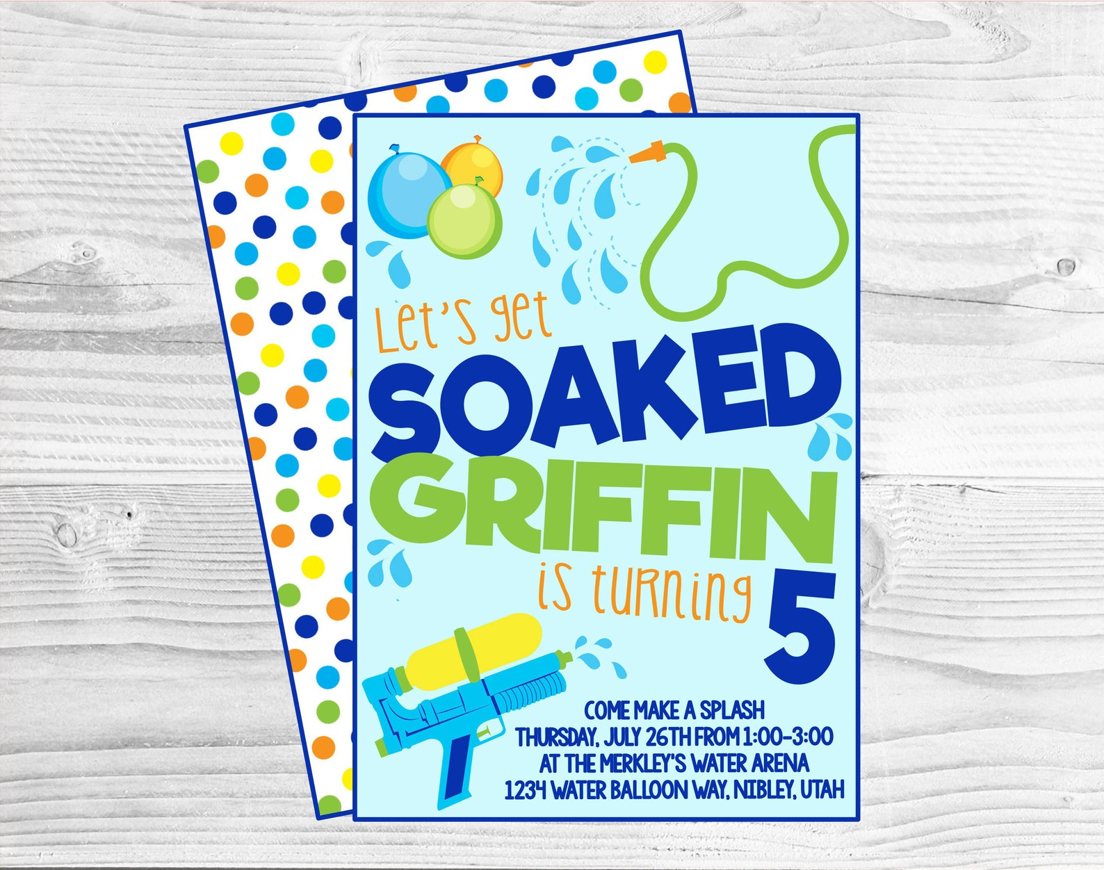 Water Fight Party Invitation. Let's Get Soaked Water Balloon Water ...