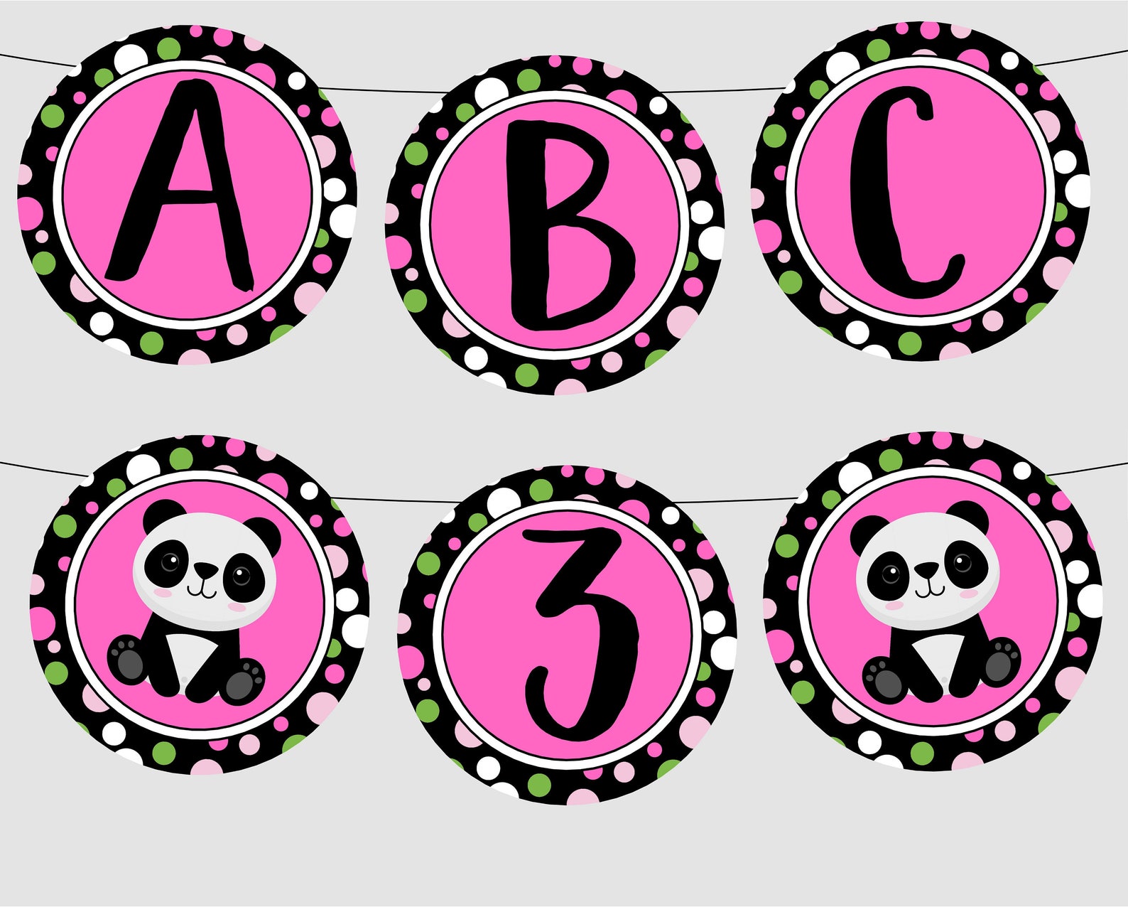 Bandera de la Fiesta Panda. Banner imprimible para Panda Bear - Etsy España