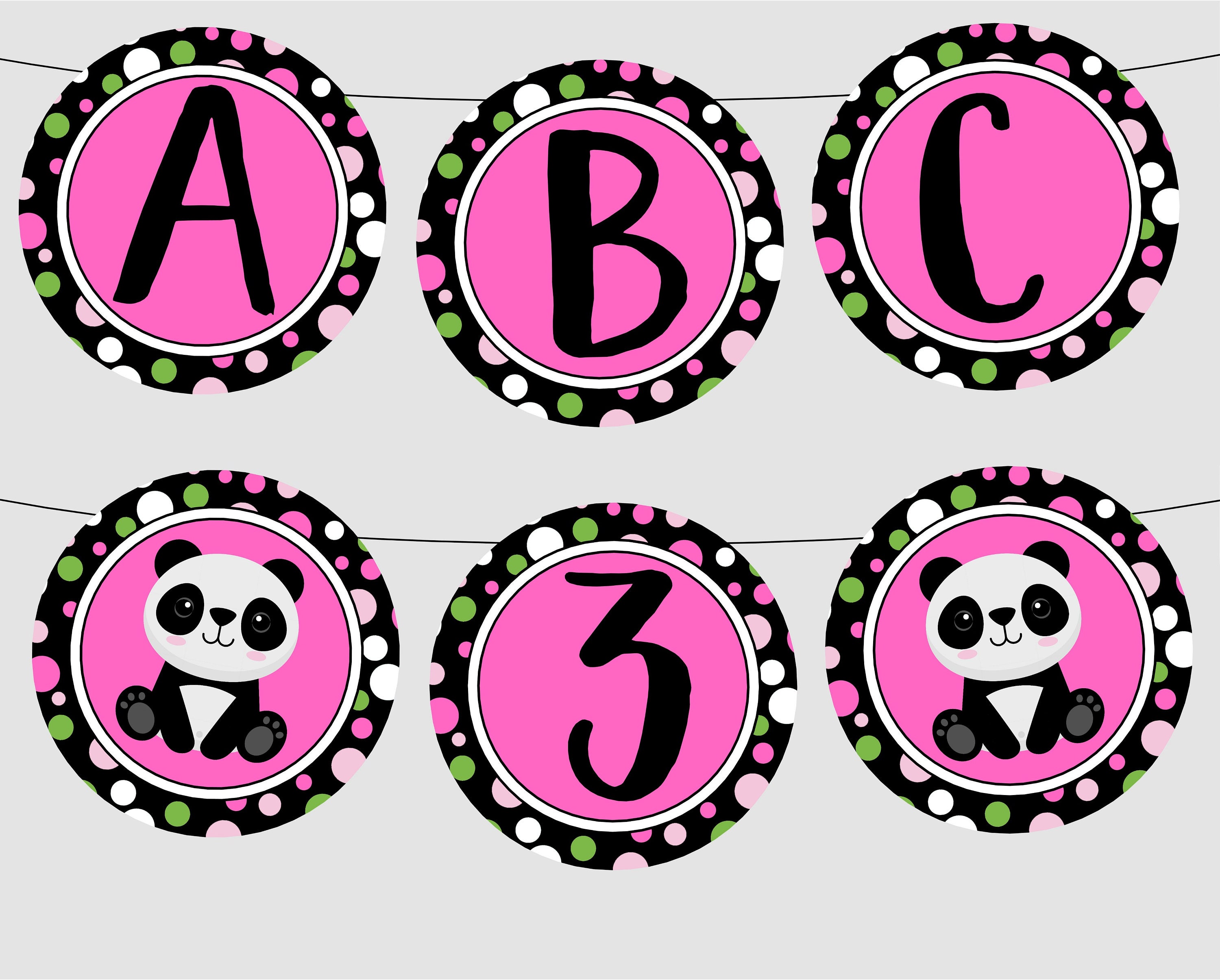 Bandera de la Fiesta Panda. Banner imprimible para Panda Bear - Etsy España
