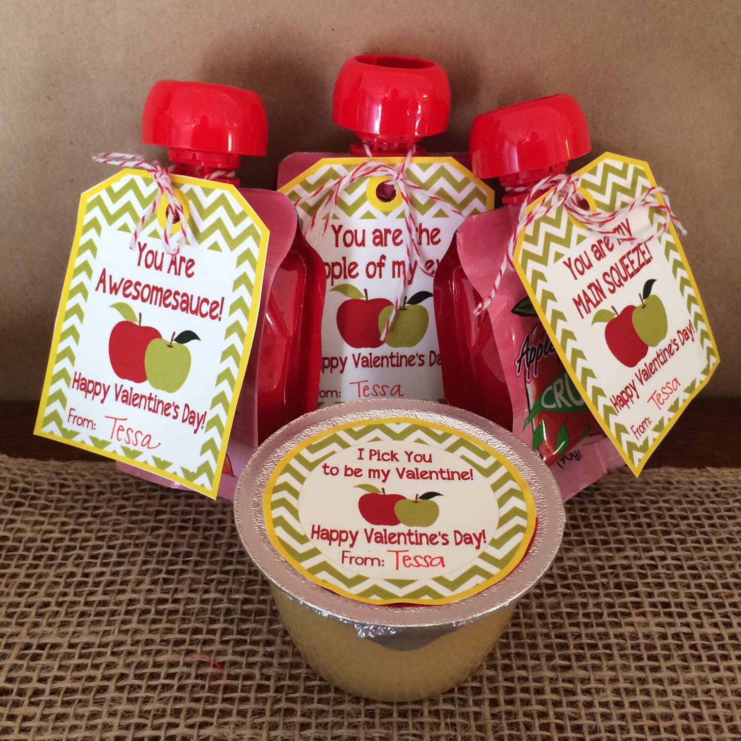 Applesauce Valentine's Day Cards and Stickers. Hang Tags - Etsy