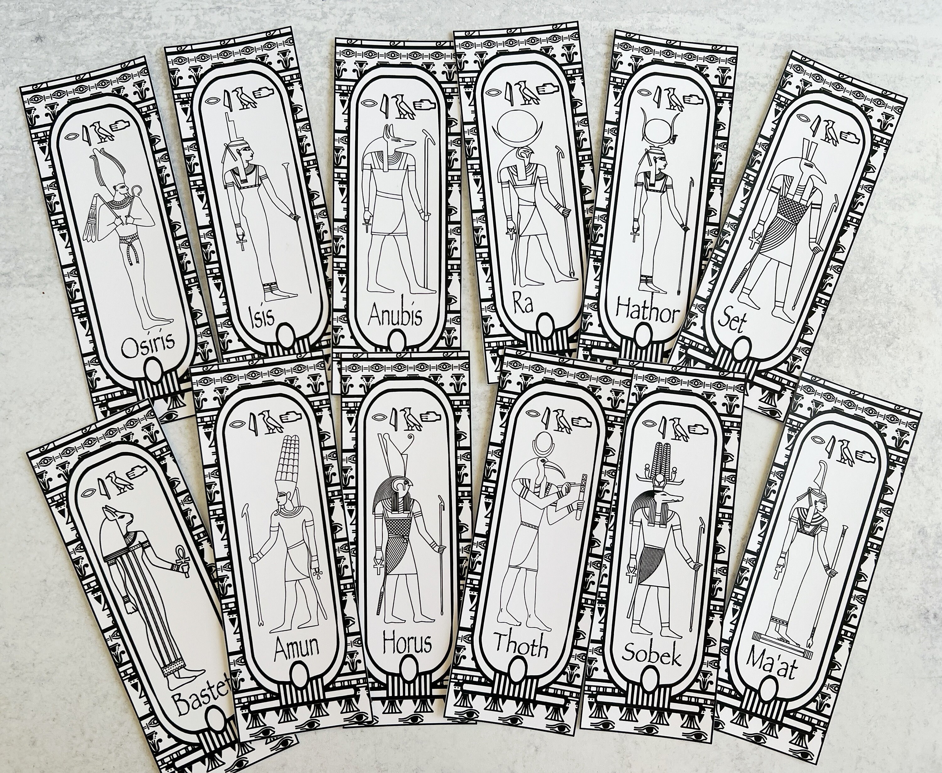 Printable Ancient Egypt Bookmarks. 12 Different Egyptian Deities. Color ...